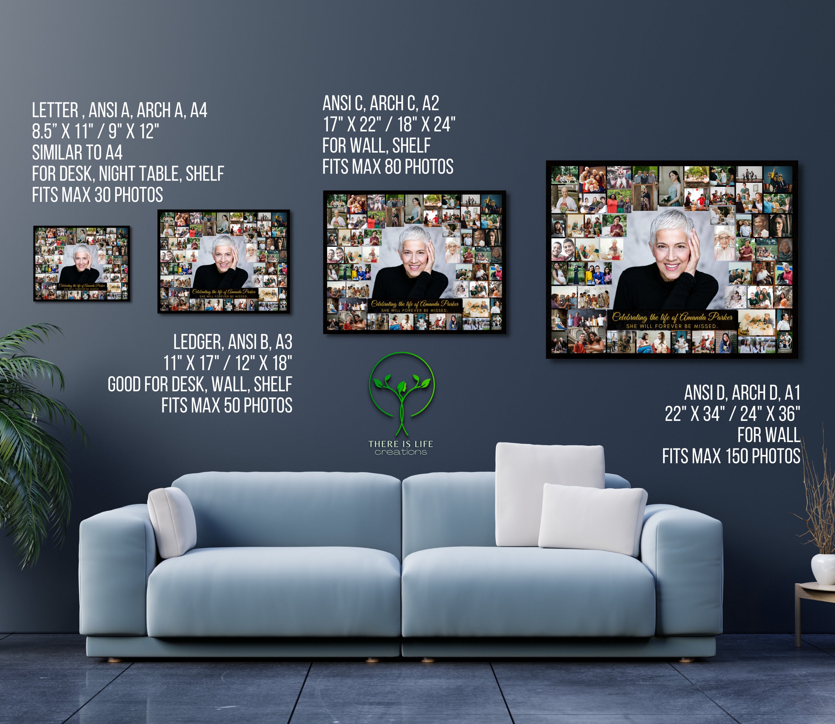 Custom Memorial Photo Collage Digital Printed or Framed Wall - Etsy