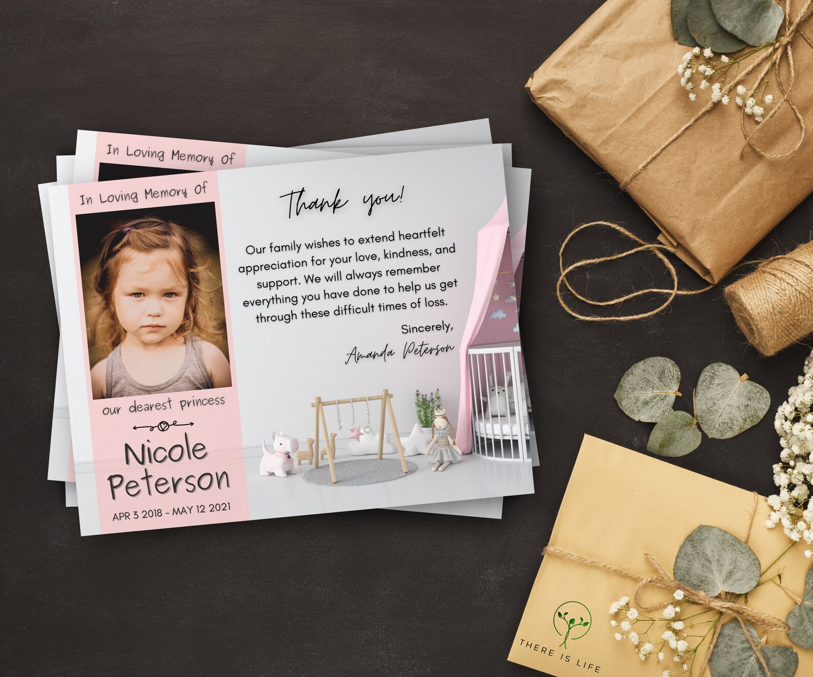 Funeral Thank You Card Canva Template / Loss of Child Memorial Card ...