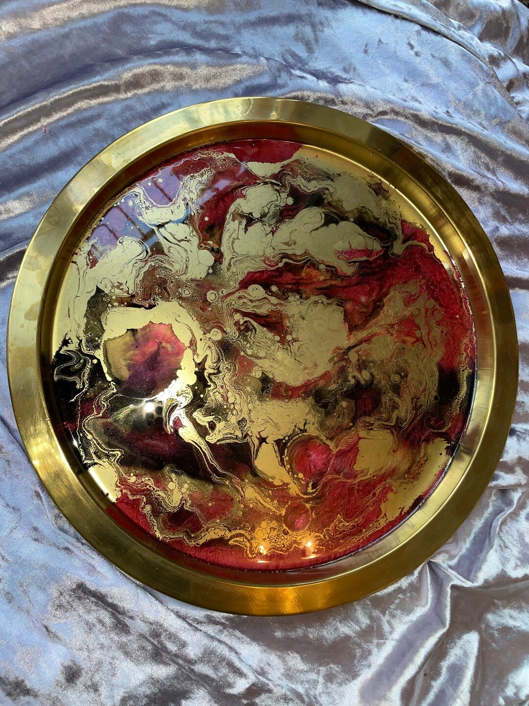 Gold Round Metal Resin Tray- Made to Order Gift - 38cm Serveware ...