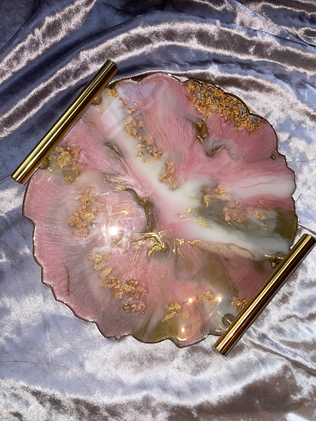Round Resin Tray With Handles: Made to Order - Elegant Home Decor ...