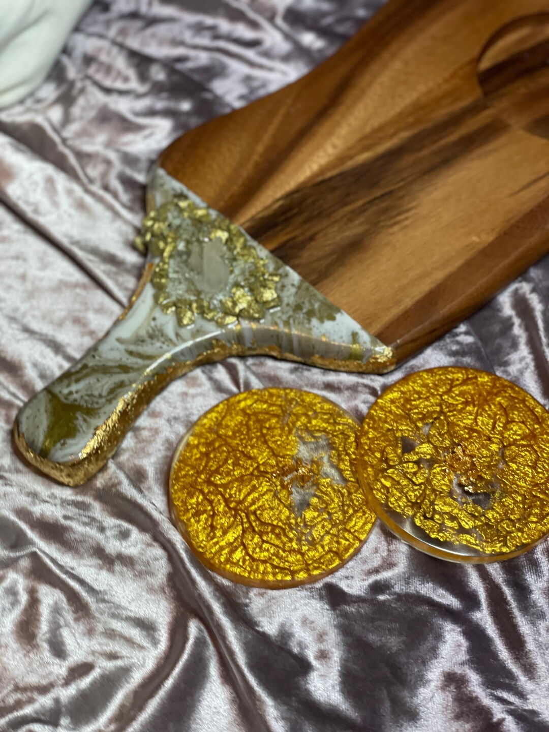 Irregular Resin Charcuterie Board + Resin Coaster Set -custom Resin Serving Board and Coaster ...