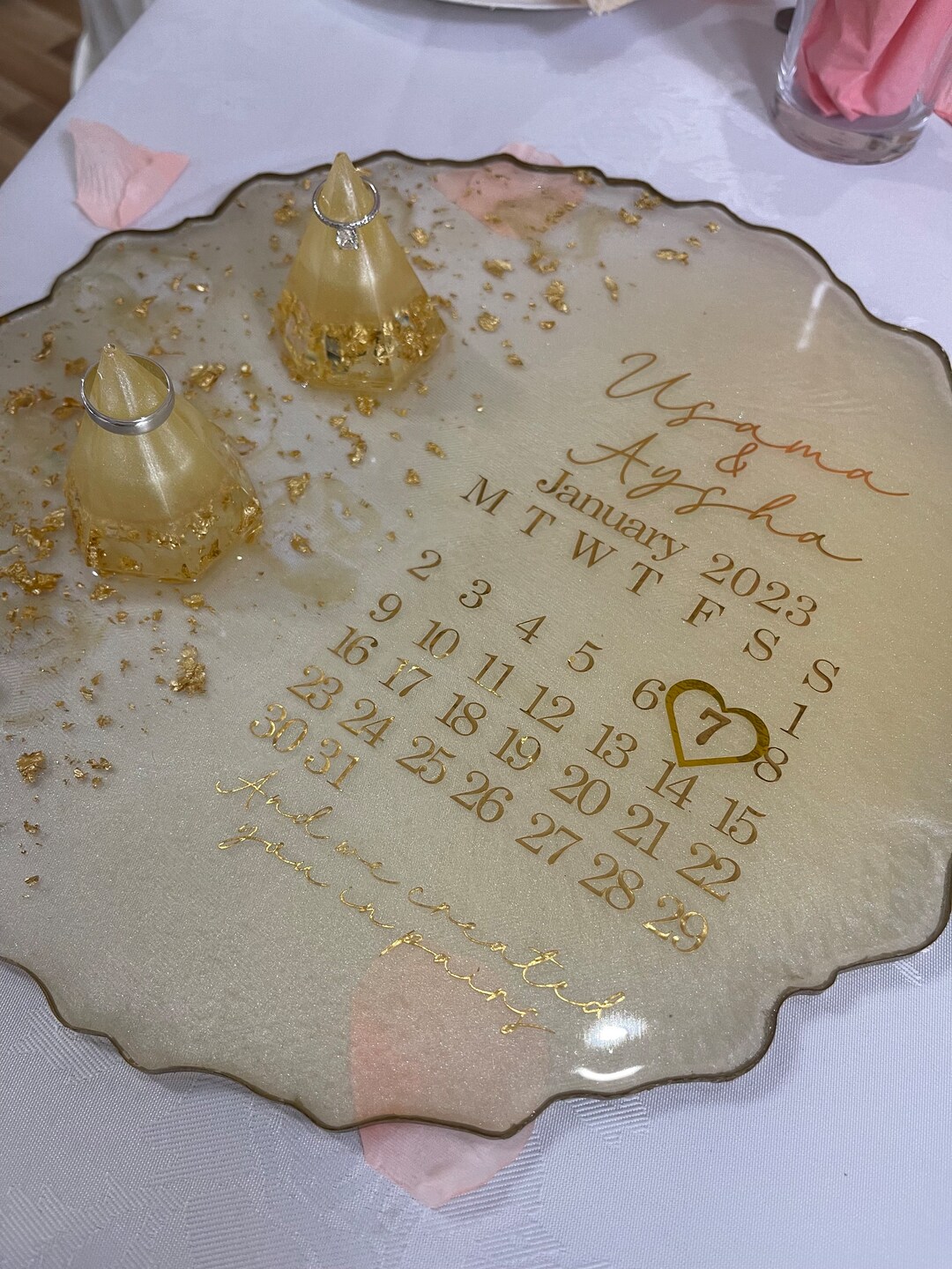 Round Resin Ring Tray Made to Order - Wedding Ring Tray- Nikkah Ring ...