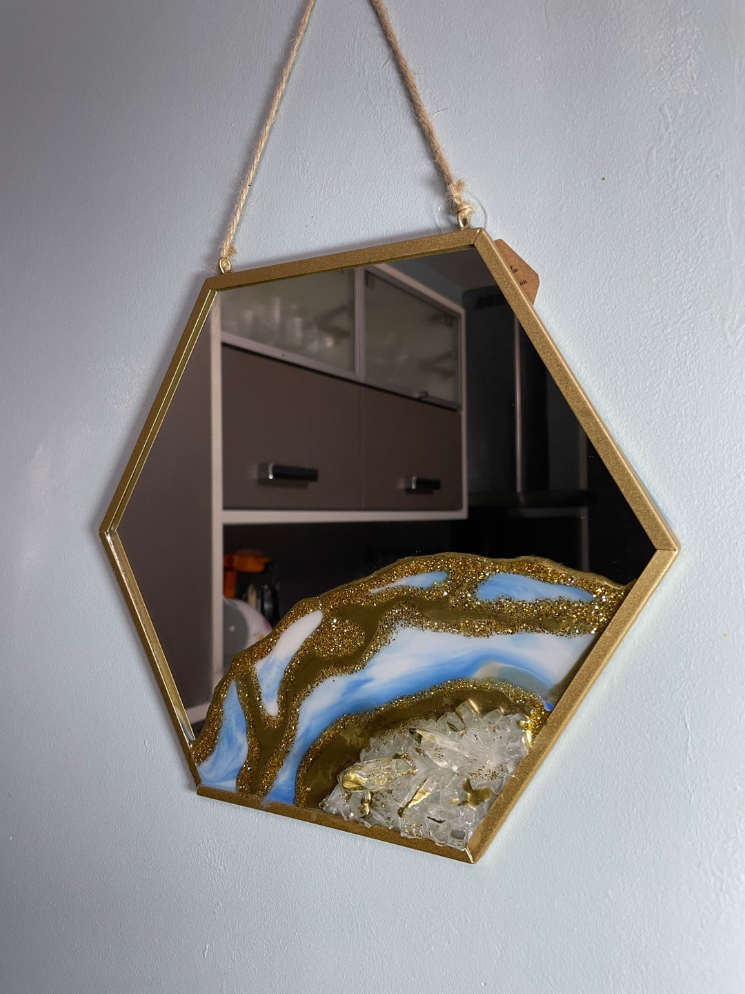 Geometric Hanging Mirror Custom - Wall Hanging Mirror -wallart -bespoke ...