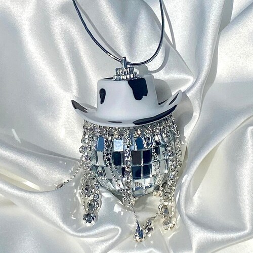 Cow Print Dark Blue Disco Cowboy Rear View Mirror Car - Etsy