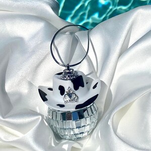 Cow Print Birthday Crown Tiara Cowgirl Disco Ball Car Hanging Rear View ...
