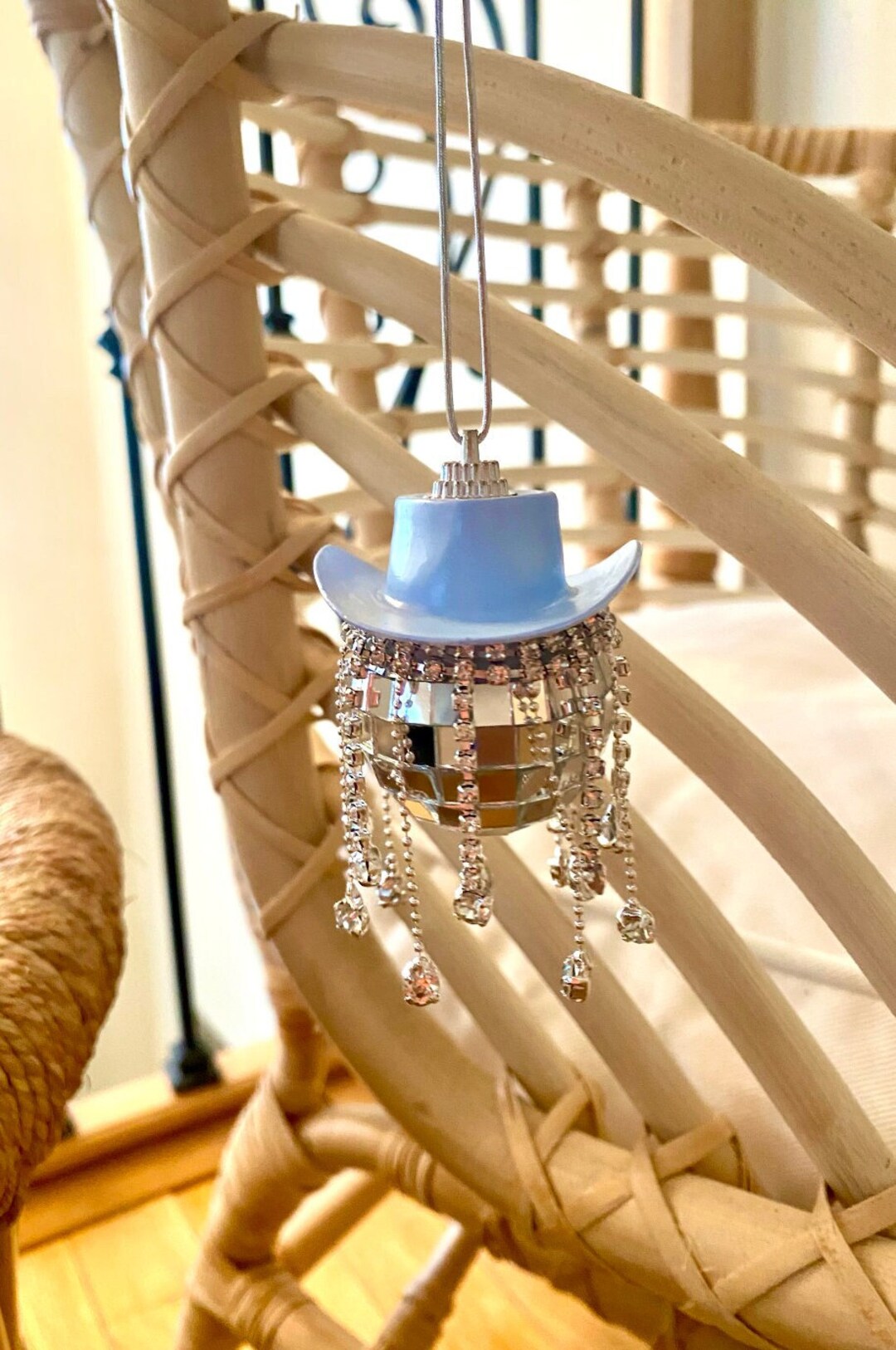 Sky Blue Fringe Disco Cowboy Car Accessories L Disco Cowgirl Car Decor ...