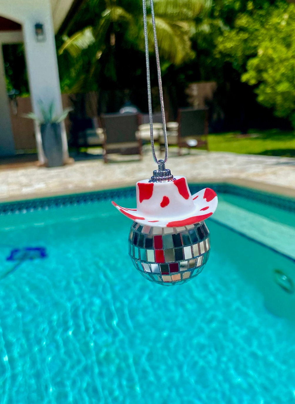 Cow Print Red Disco Cowboy Rear View Mirror Car Accessory L | Etsy