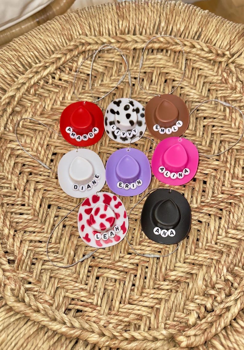 Personalized Cowgirl Hat Name Ornament L Custom Cowboy Hat Name ...