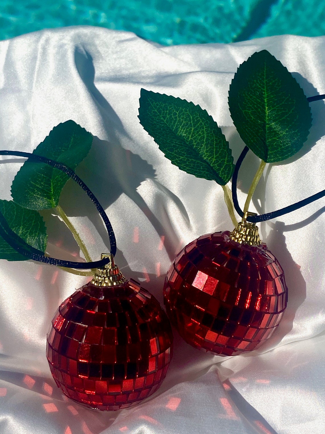 Cherry Car Disco Ball Car Hanging Rear View Mirror Accessory L Red ...