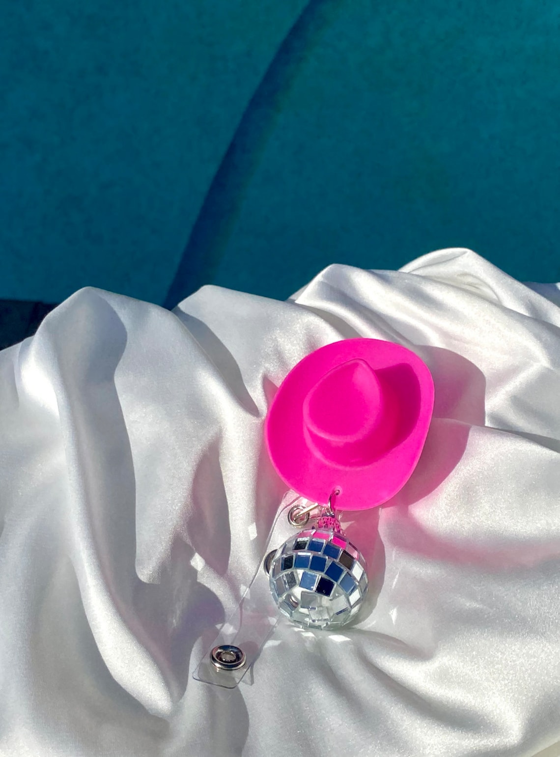 Disco Pink Cowboy Hat Nurse Health Care Worker Badge Reel L Disco ...