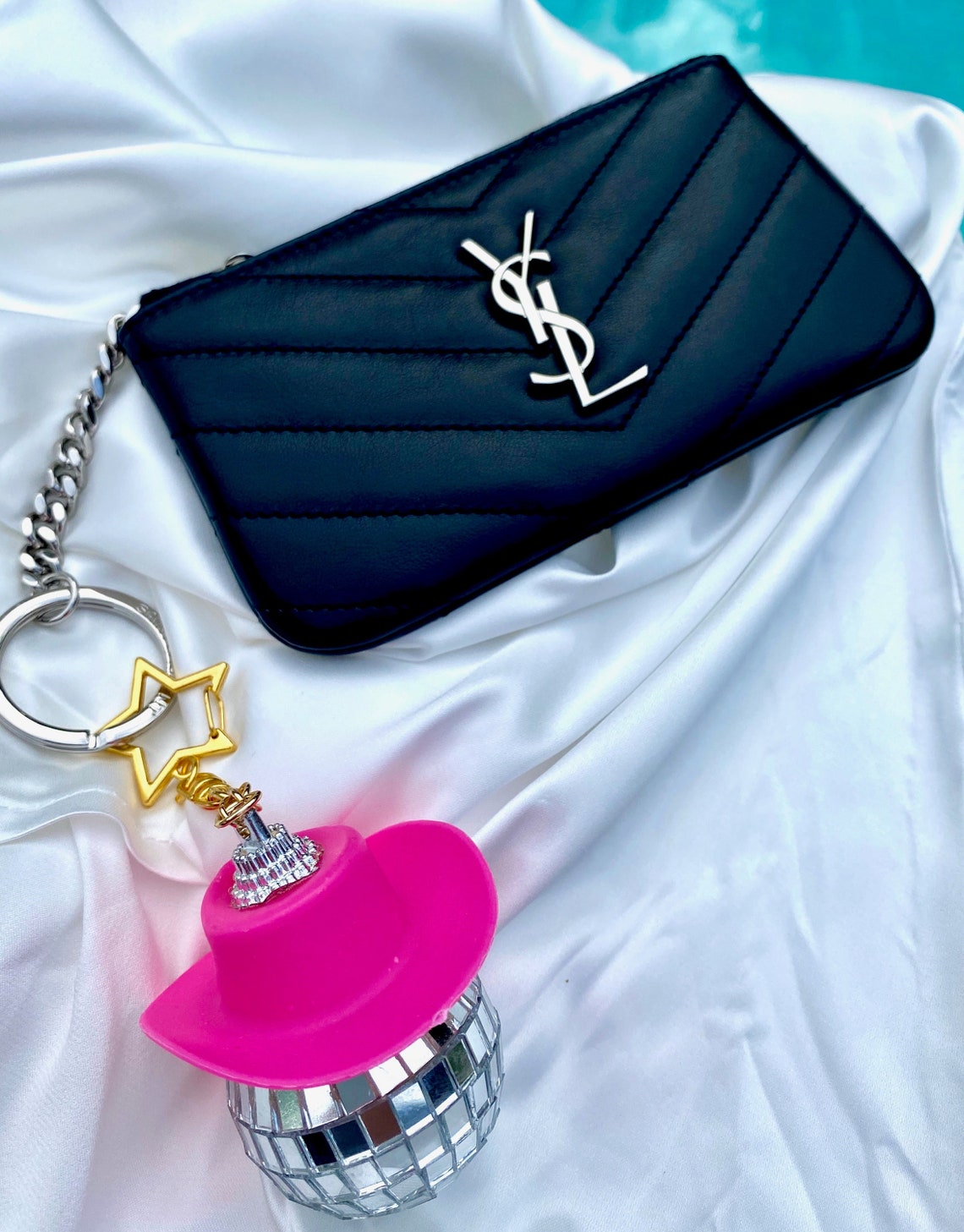 Cowboy Disco Ball Pink Hat Star Keychain L Trendy Keychain L - Etsy