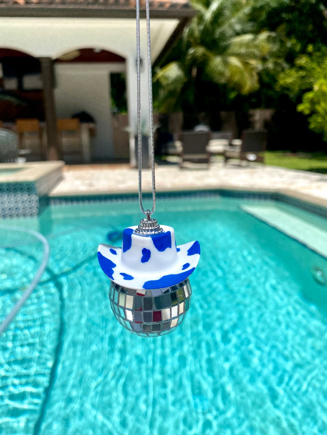 Cow Print Dark Blue Disco Cowboy Rear View Mirror Car - Etsy