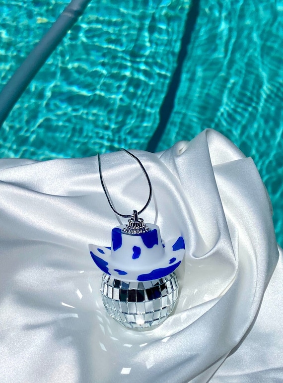 Cow Print Dark Blue Disco Cowboy Rear View Mirror Car - Etsy