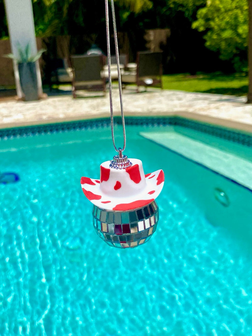 Cow Print Red Disco Cowboy Rear View Mirror Car Accessory L | Etsy