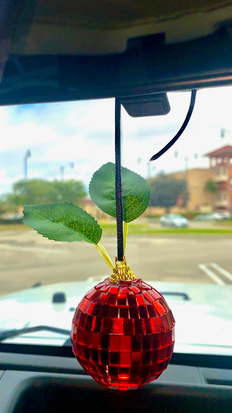 Cherry Car Disco Ball Car Hanging Rear View Mirror Accessory L Red ...