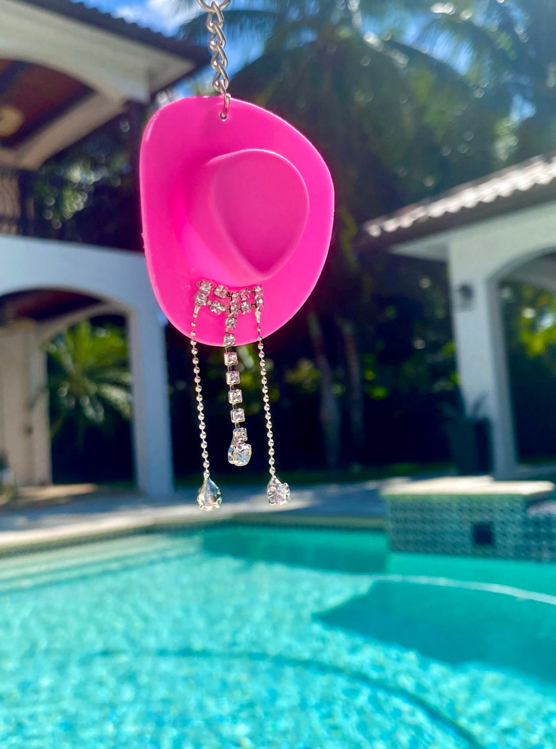 Rhinestone Fringe Pink Cowgirl Keychain L Trendy Gift Keychain Cowboy ...