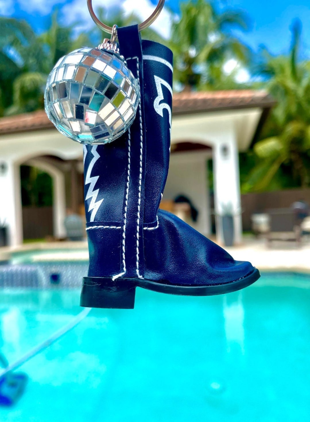 Mini Navy Cowgirl Cowboy Disco Boot Keychain L Fun Trendy Mini Disco ...