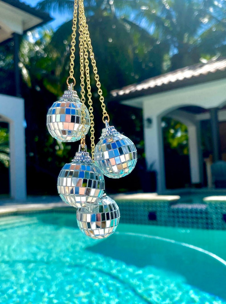 Cascading Mini Disco Gold Chain Rear View Mirror Car Decor L - Etsy