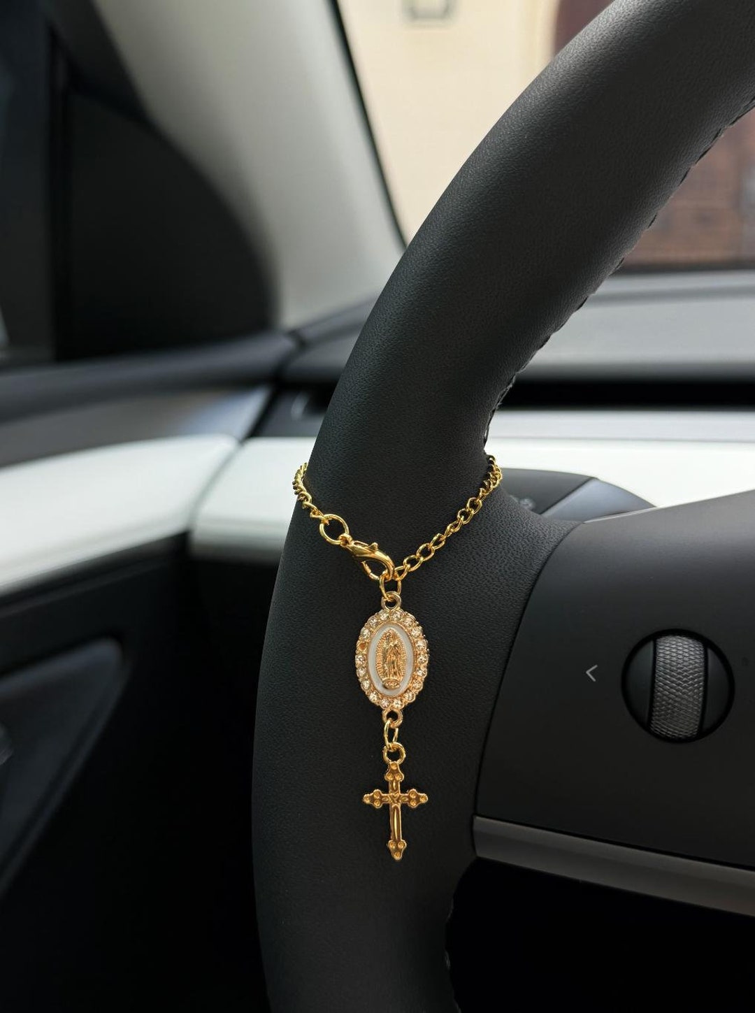 Steering Wheel Rosary Charm Accessory L Rosary Car Charm Accessory L ...