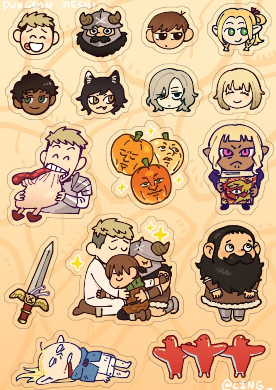 Dungeon Meshi / Delicious in Dungeon Clear Sticker Sheet - Etsy