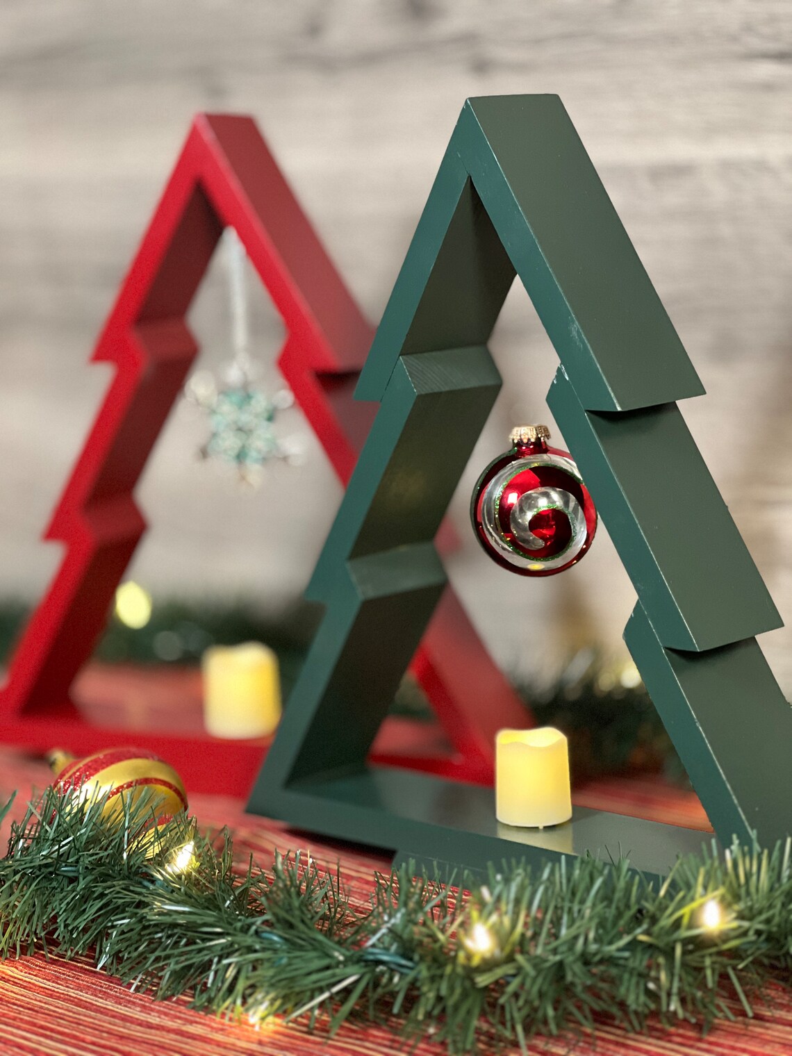 Decorative Indoor Wood Christmas Trees single or Two Tree Sets - Etsy