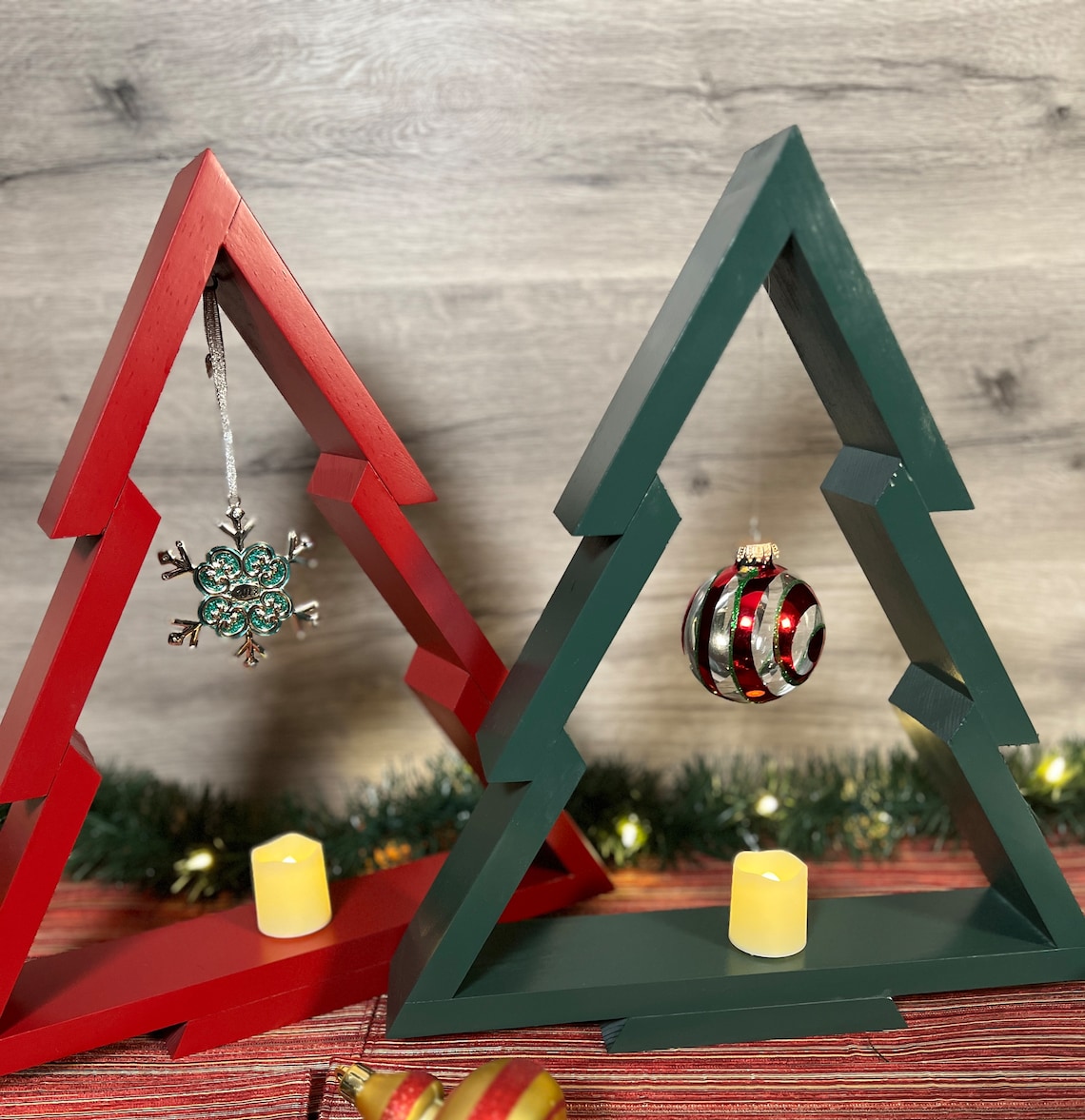 Decorative Indoor Wood Christmas Trees single or Two Tree Sets - Etsy