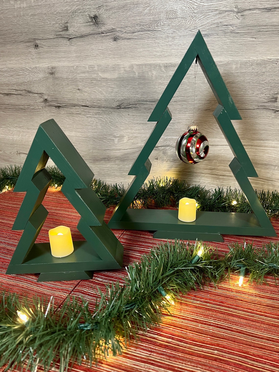 Decorative Indoor Wood Christmas Trees single or Two Tree Sets - Etsy