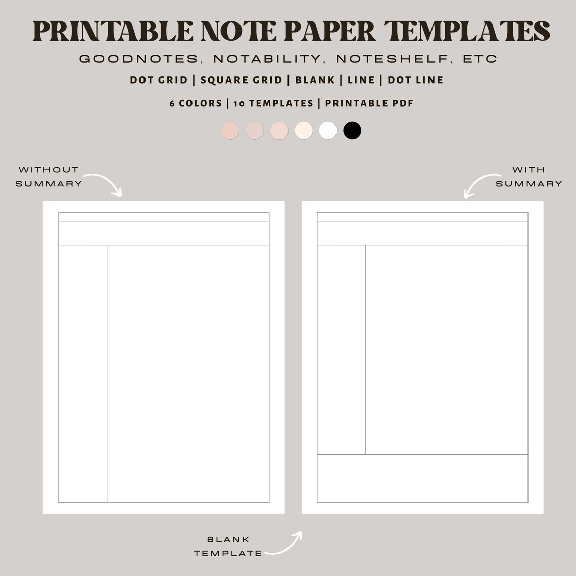 Printable Cornell Notes Bundle Digital Notes Paper PDF Note Pages ...