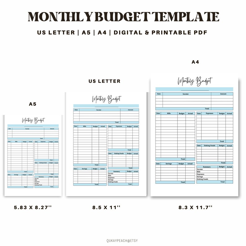 Budget Template Printable | Income Budget Printable PDF | Budget ...