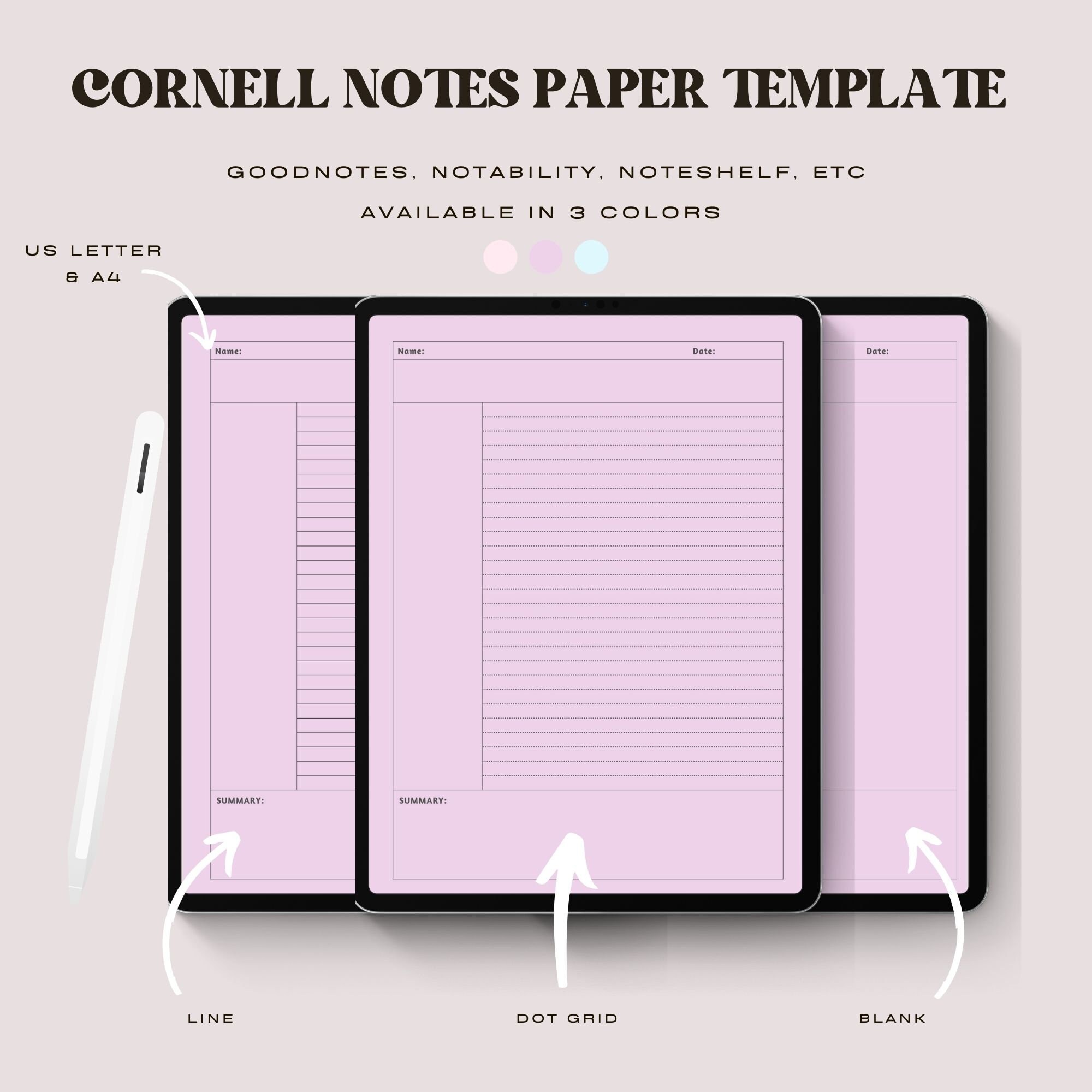 Cornell Notes Paper Template: US Letter & A4 (digital Download) - Etsy