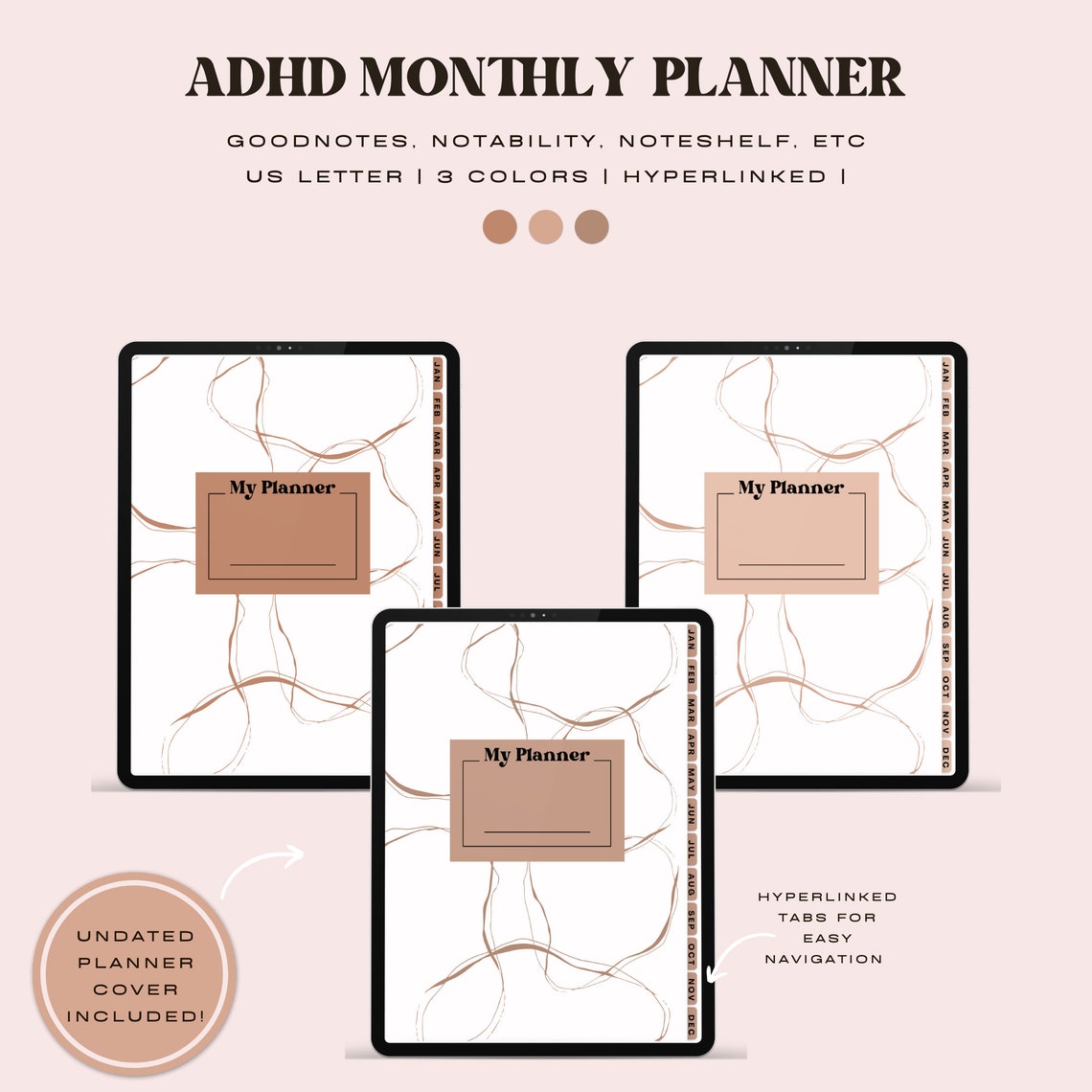 Digital ADHD Monthly Planner | ADHD Planner Printable Template ...