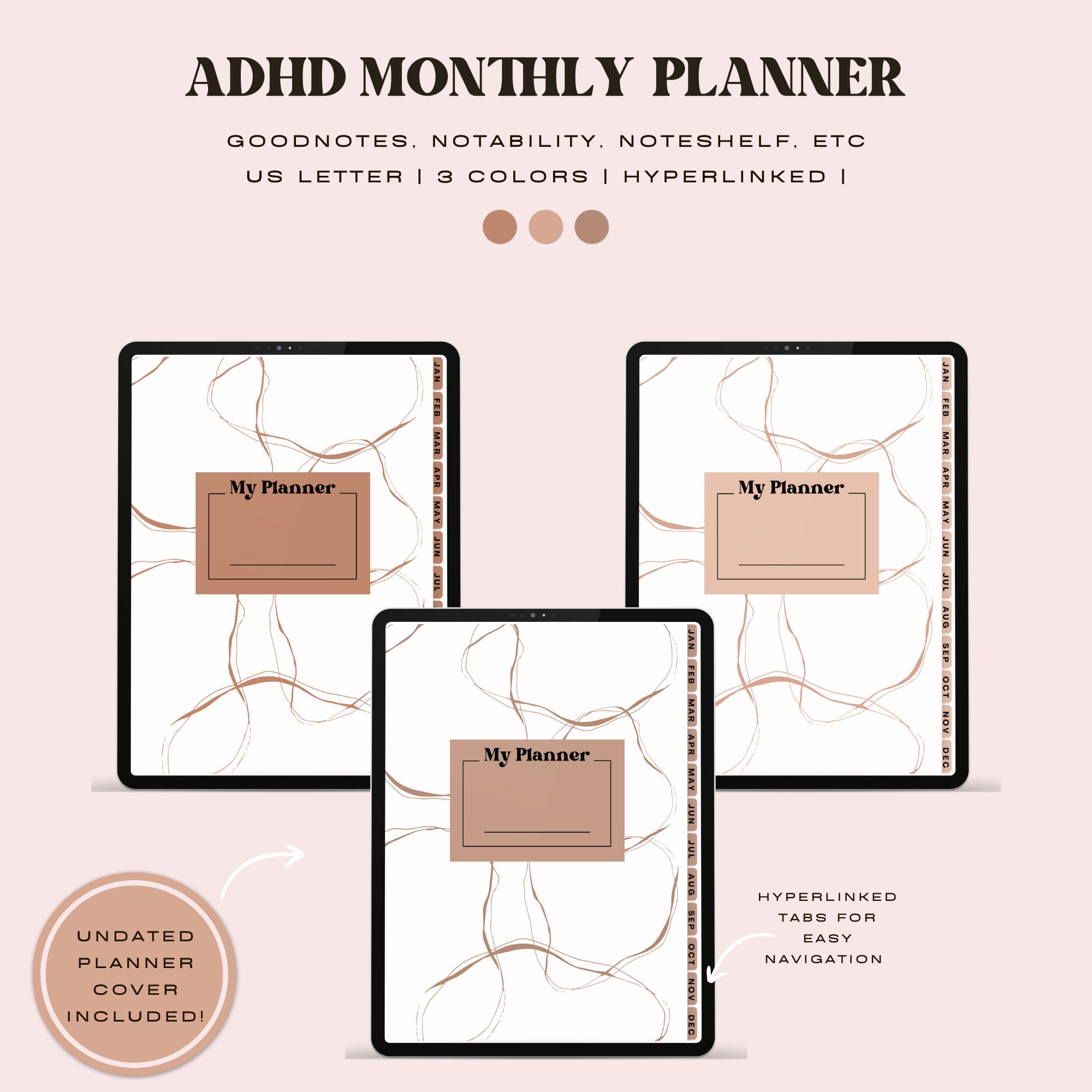 Digital ADHD Monthly Planner | ADHD Planner Printable Template ...