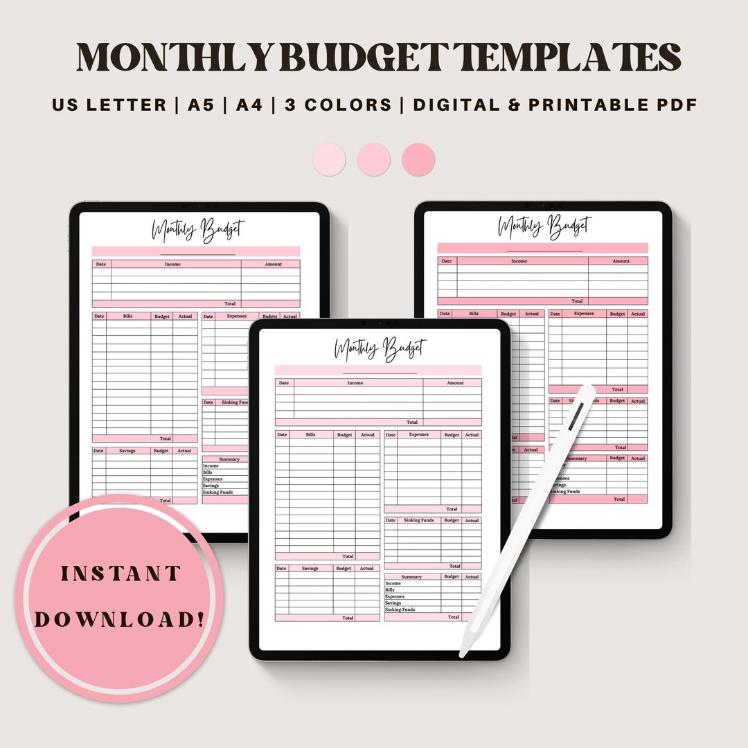 Budget Template Printable | Income Budget Printable PDF | Budget ...