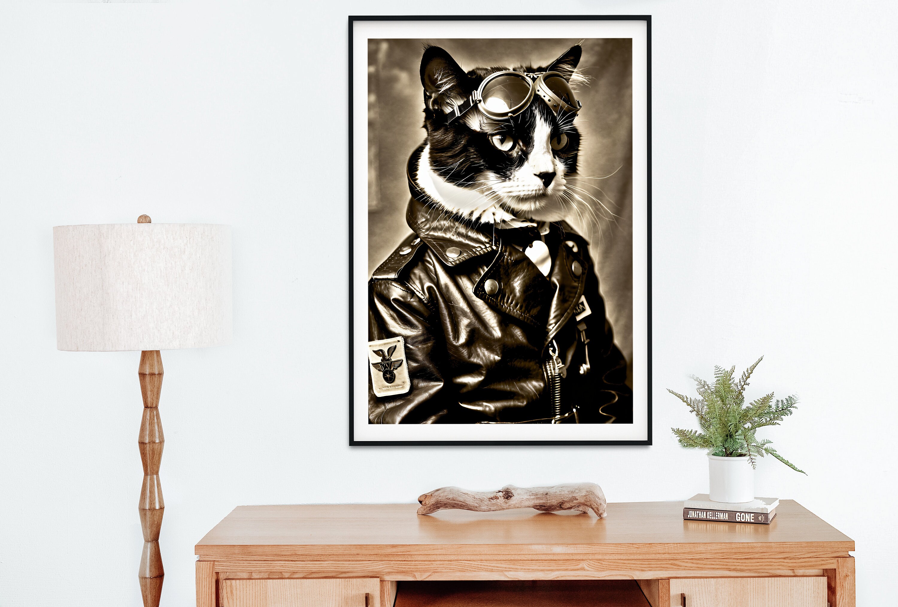 Vintage Aviator Cat Digital Art - WW1 Pilot Feline in Leather Jacket ...