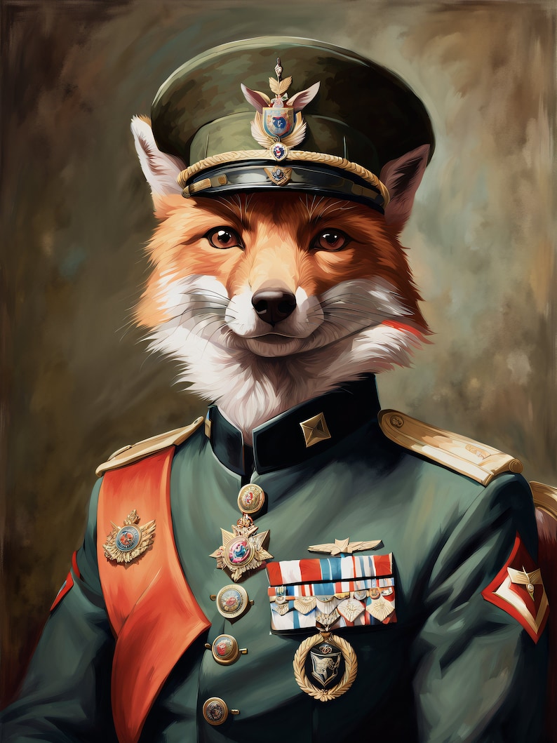 Distinguished Fox General Digital Art - Decorative Military Fox ...