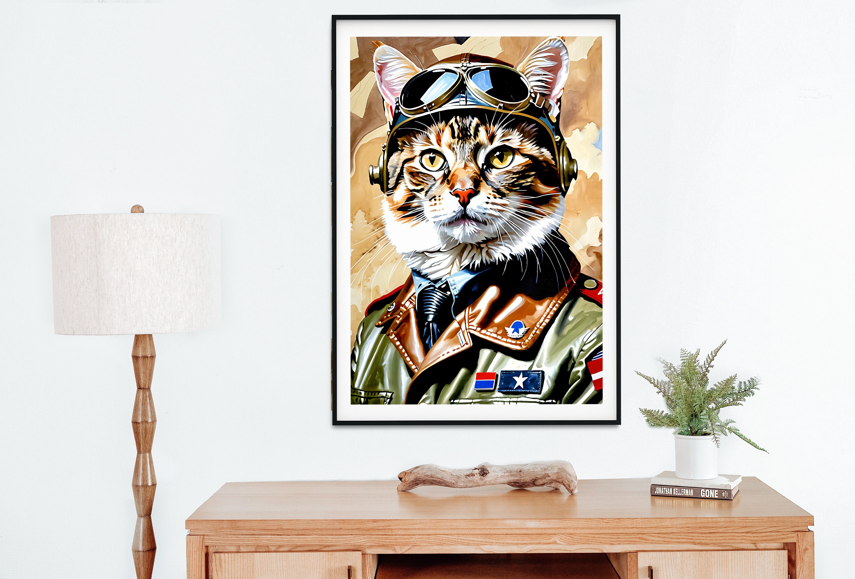 Vintage Aviator Cat Digital Art - WW1 Pilot Feline in Leather Jacket ...