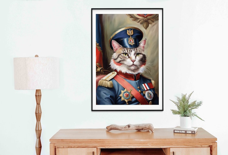 Regal Military Cat Commander - Cat in Uniform Portrait, Noble Feline ...