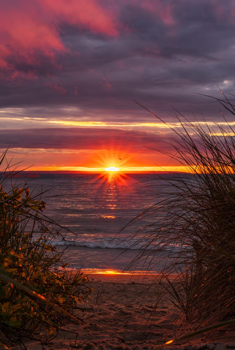 Nature Throwing the Heat, Sunset Over Lake Michigan From Leland ...