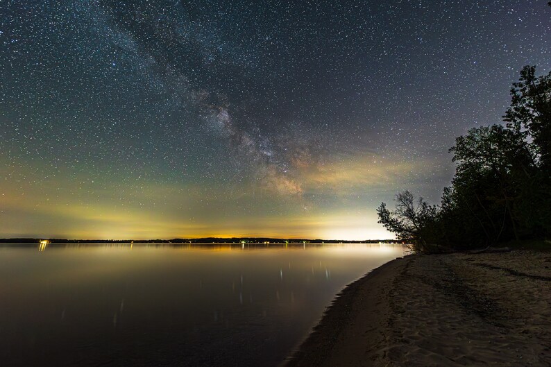 The Milky Way Core Rising Over Grand Traverse Bay Prints / Canvas ...