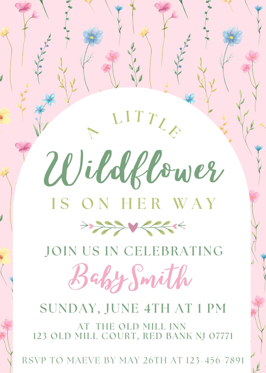 Wildflower Baby Shower Invitation - Etsy