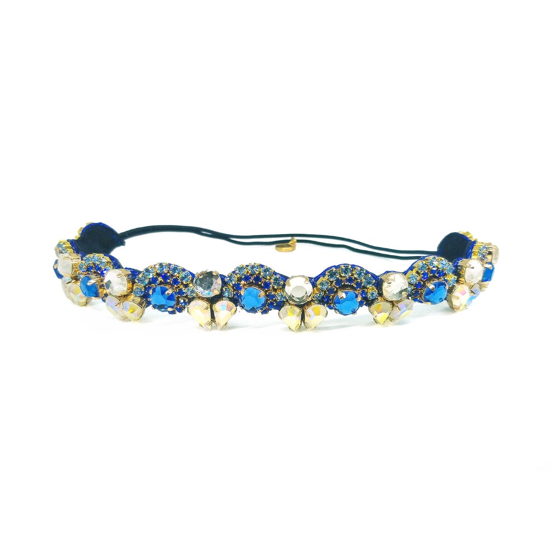 Forehead Jewelry, Jewel Headband, Prom Headband, Teal Hair Jewelry ...