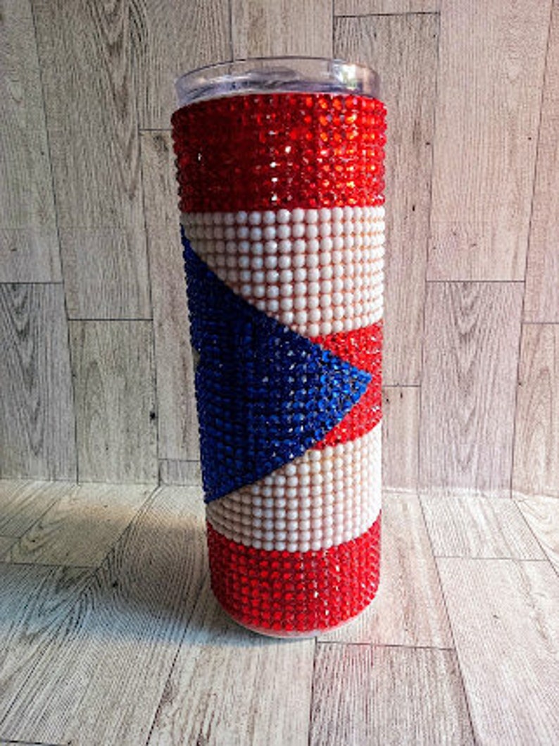 Rhinestone Puerto Rico Flag Tumbler/boricua Bling Tumbler/bandera - Etsy