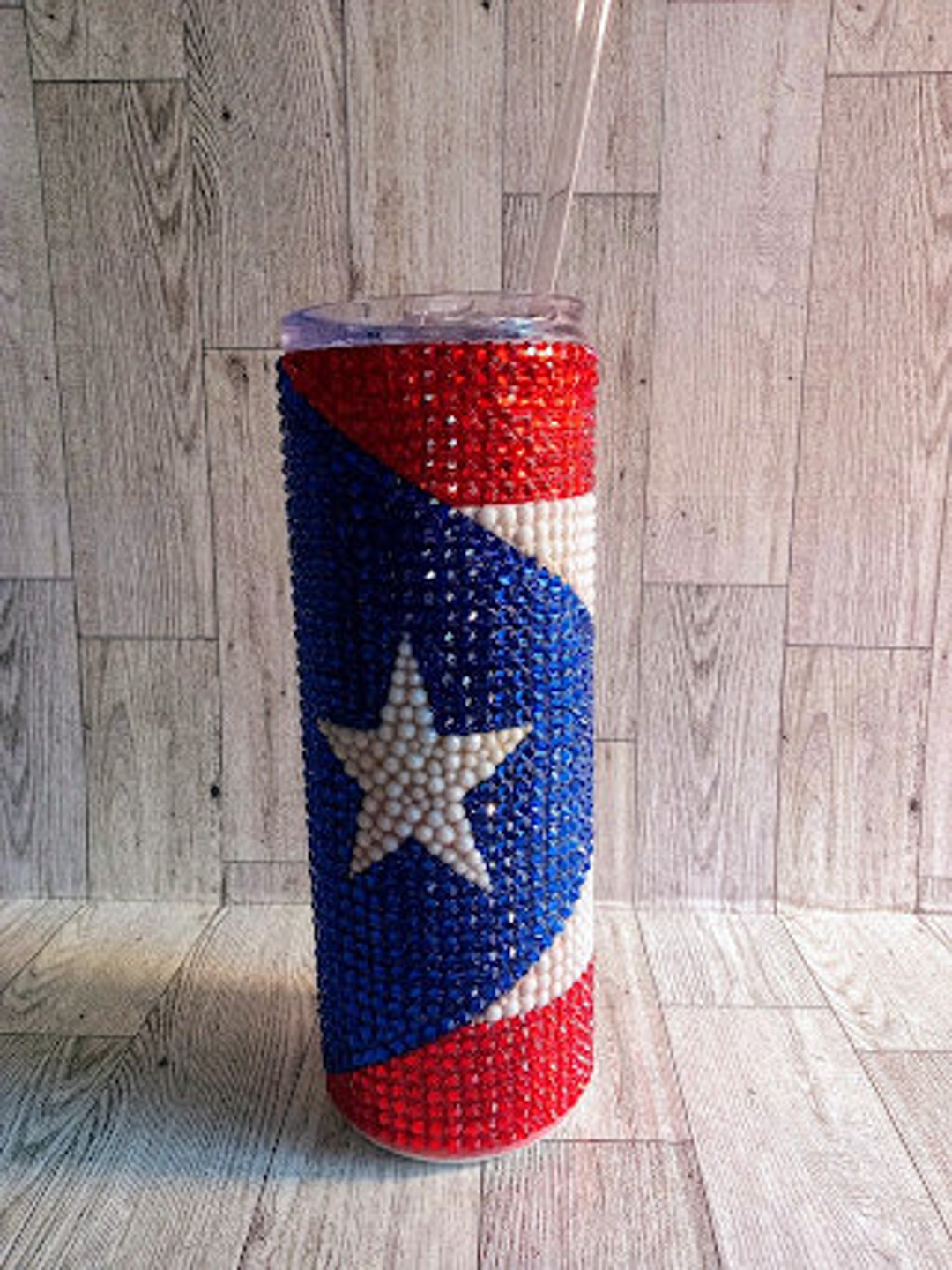 Rhinestone Puerto Rico Flag Tumbler/boricua Bling Tumbler/bandera - Etsy