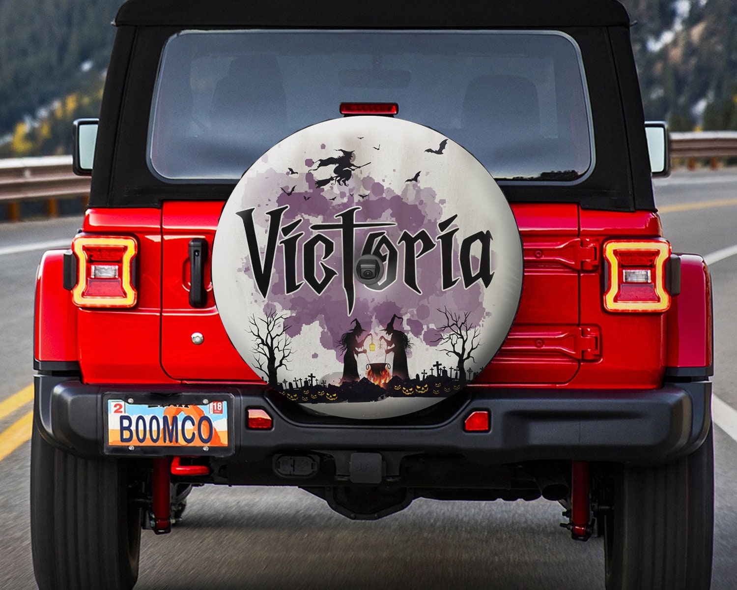 Pumpkin Witch Black Cat Castle Skeleton Ghost Spare Tire Cover sold by ...