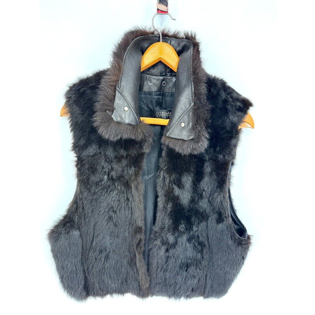Vintage Andrew Marc Black Genuine New Zealand Opossum Fur & Leather ...