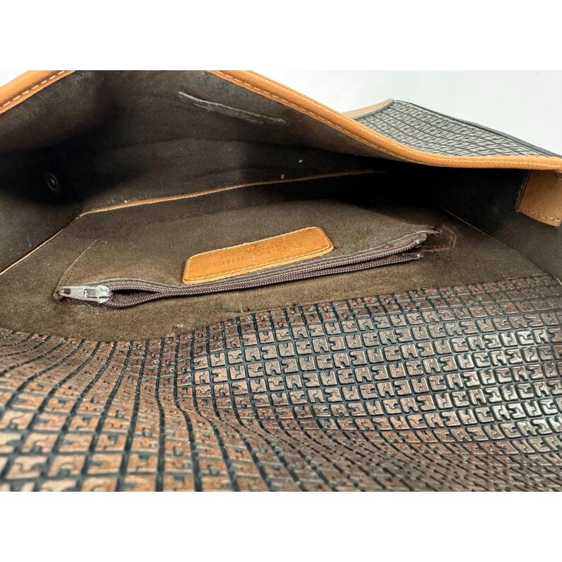 Vintage Ted Lapidus Paris Brown Embossed Leather Flap Shoulder Bag ...