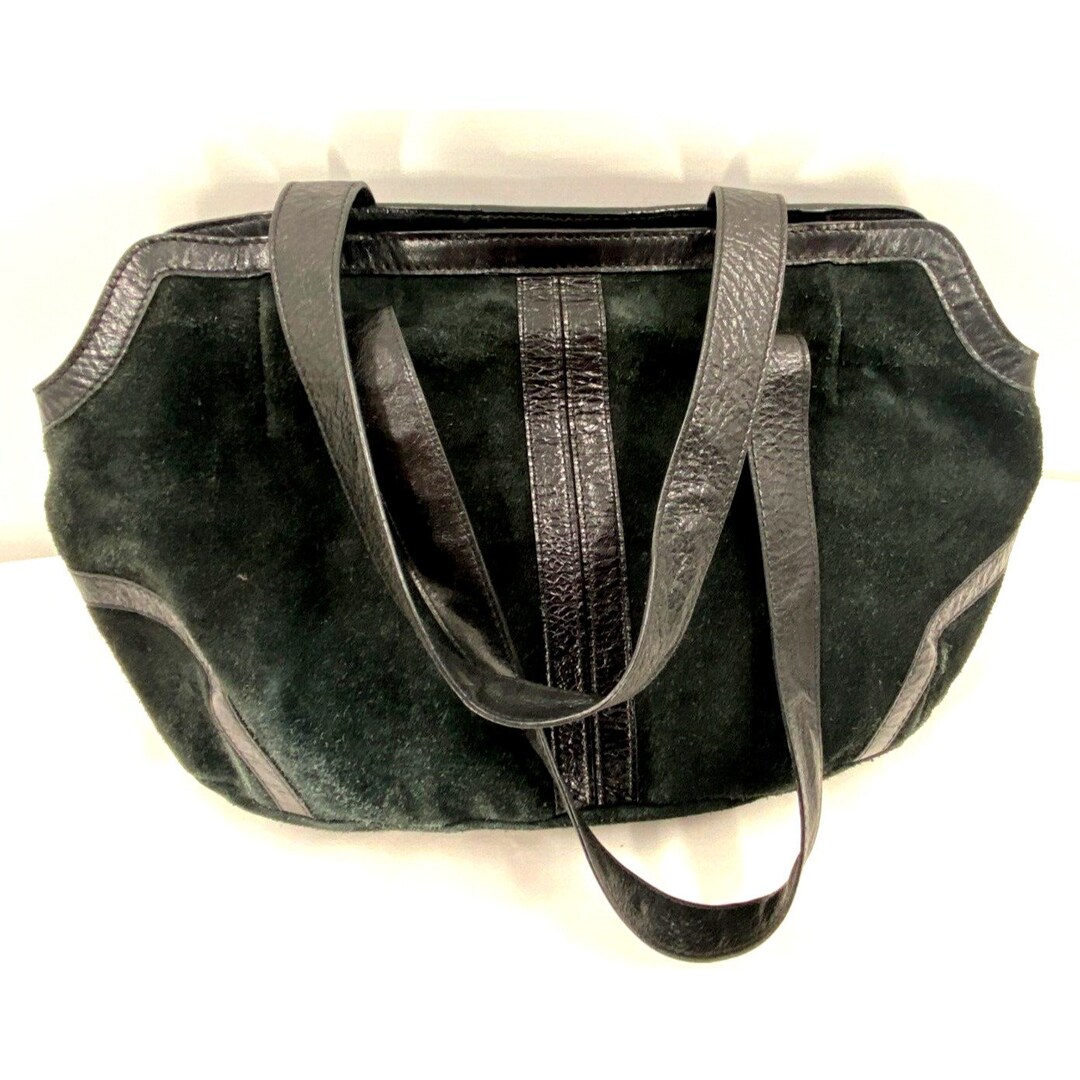 Vintage Club Monaco Black Leather and Suede Hobo Bag Handbag Shoulder ...