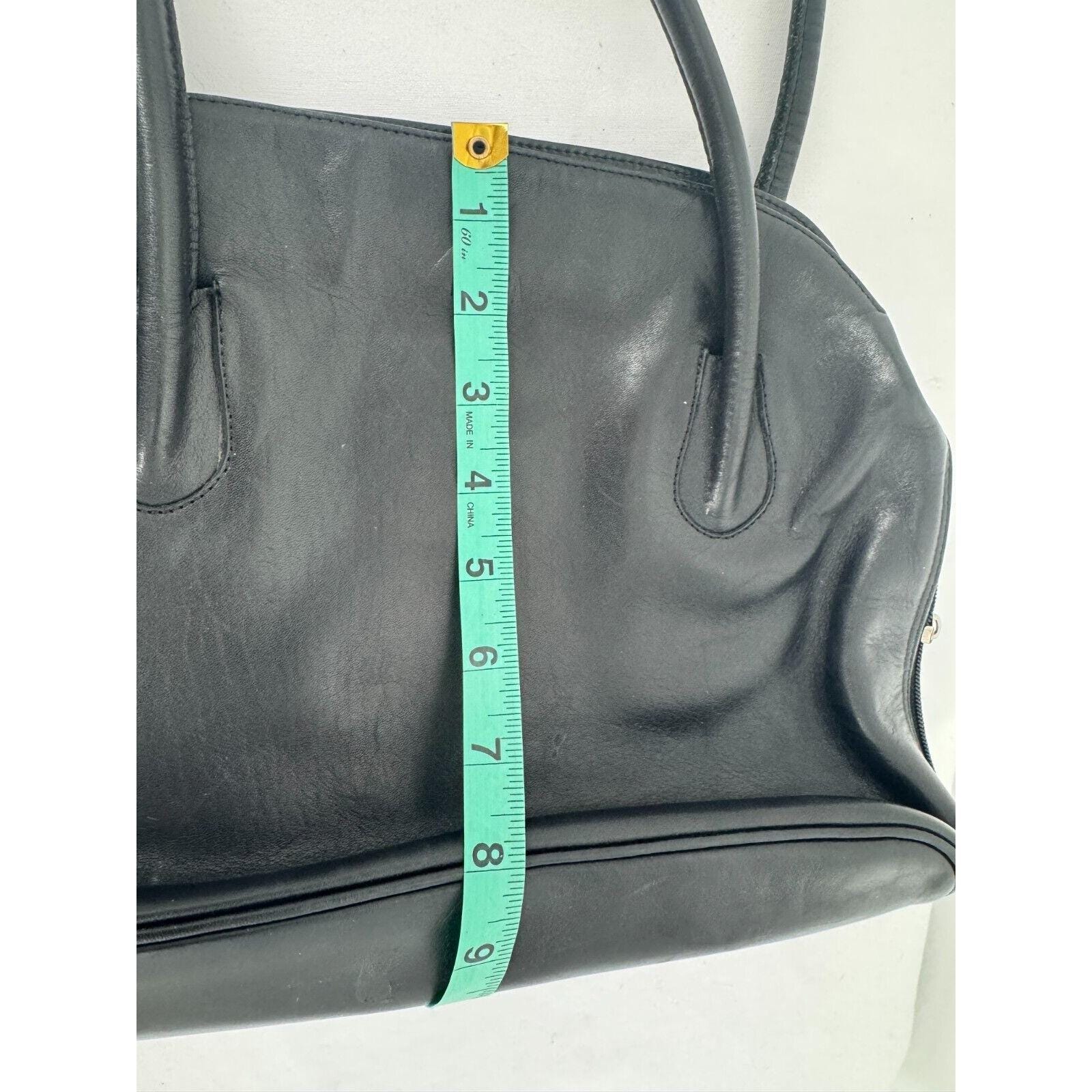 Vintage Dorsa Luxurious Black Leather Dome Tote Satchel Shoulder Bag ...