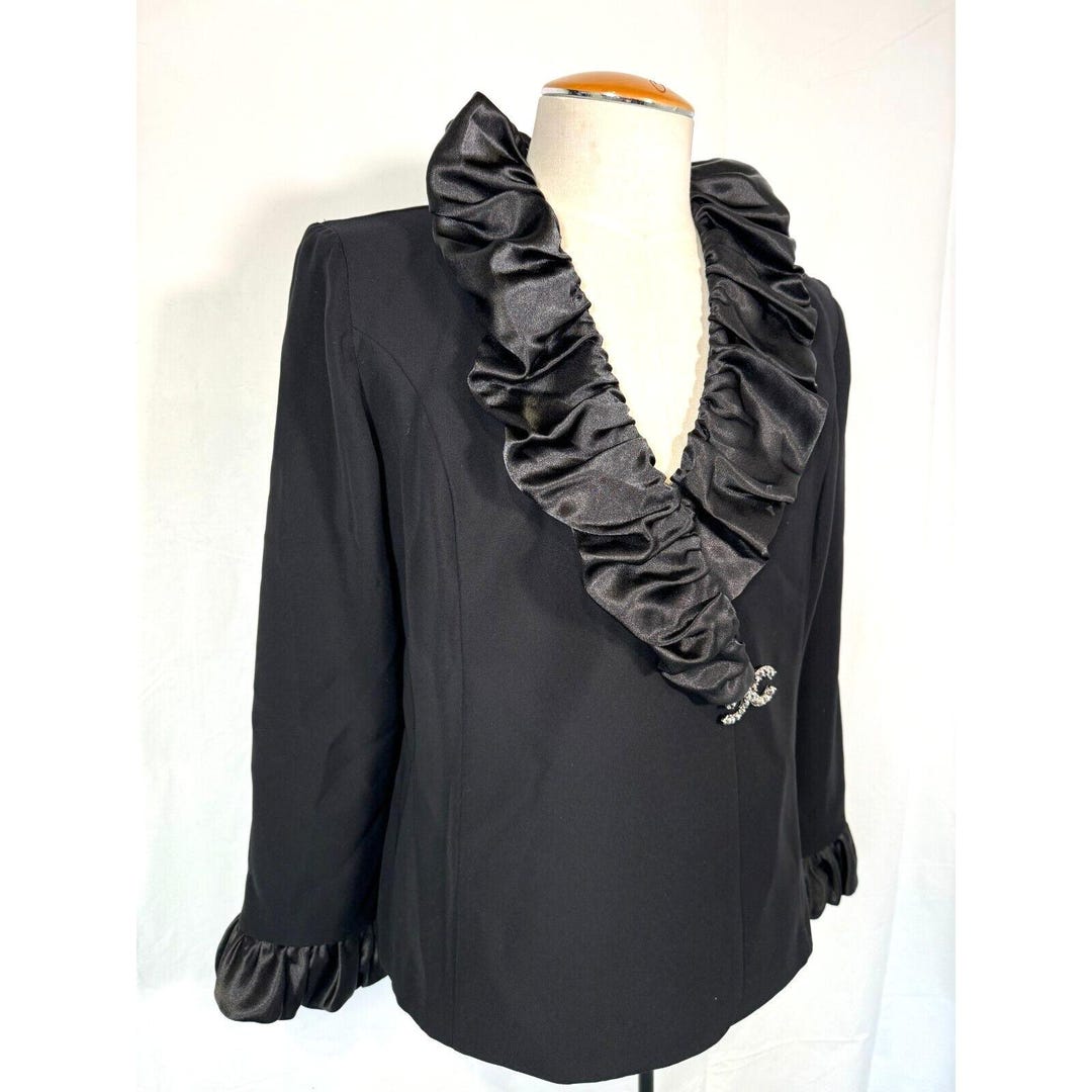 Vintage 80s Joseph Ribkoff Black Stretch Fabric Rhinestone Buttons ...