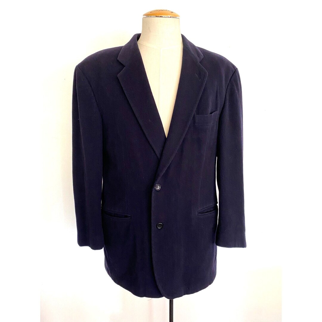 Vintage Hugo Boss Navy Blue Soft Luxurious Cashmere Wool Blazer Jacket ...